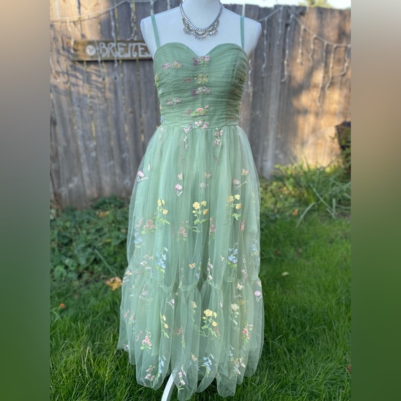 Dresses | Fairy Spring Floral Embroidered Tiered Tulle Dress Formal ...